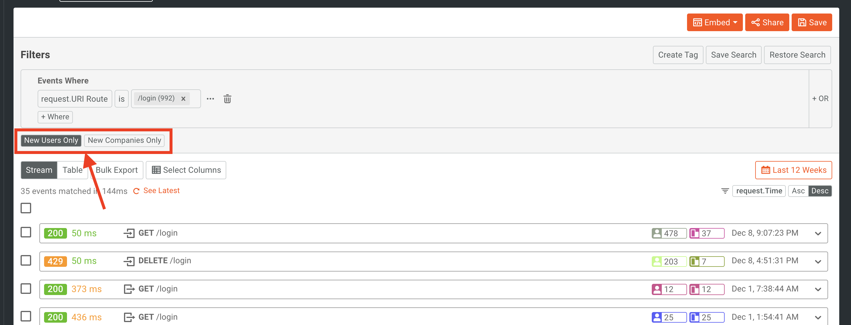 Live Event Log | Moesif Docs