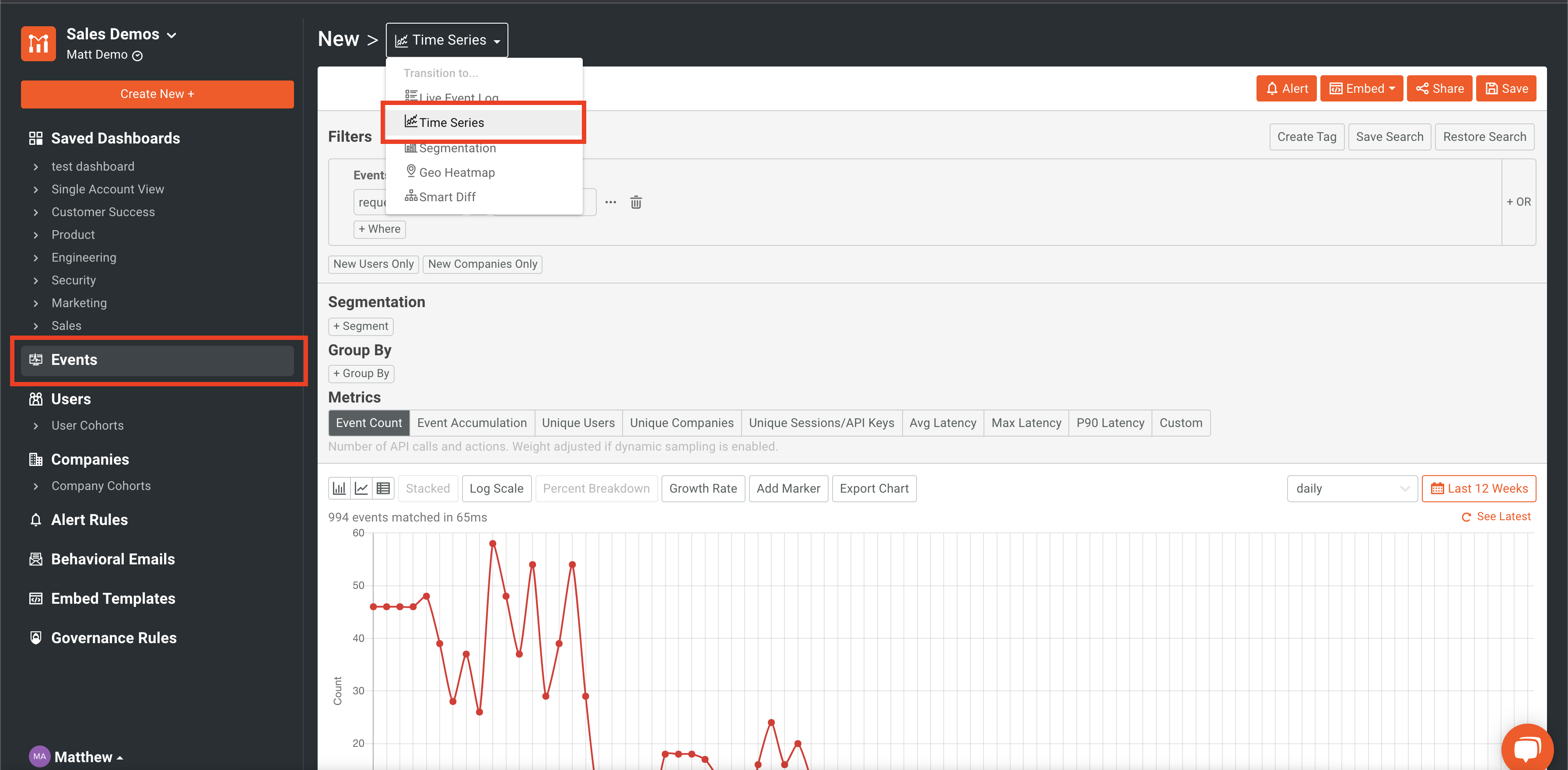 Time Series Reports | Moesif Docs