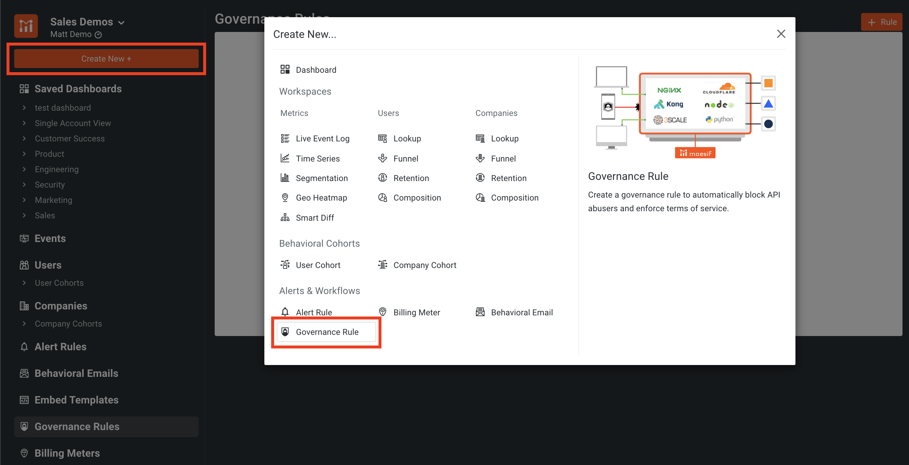 Creating Governance Rules | Moesif Docs