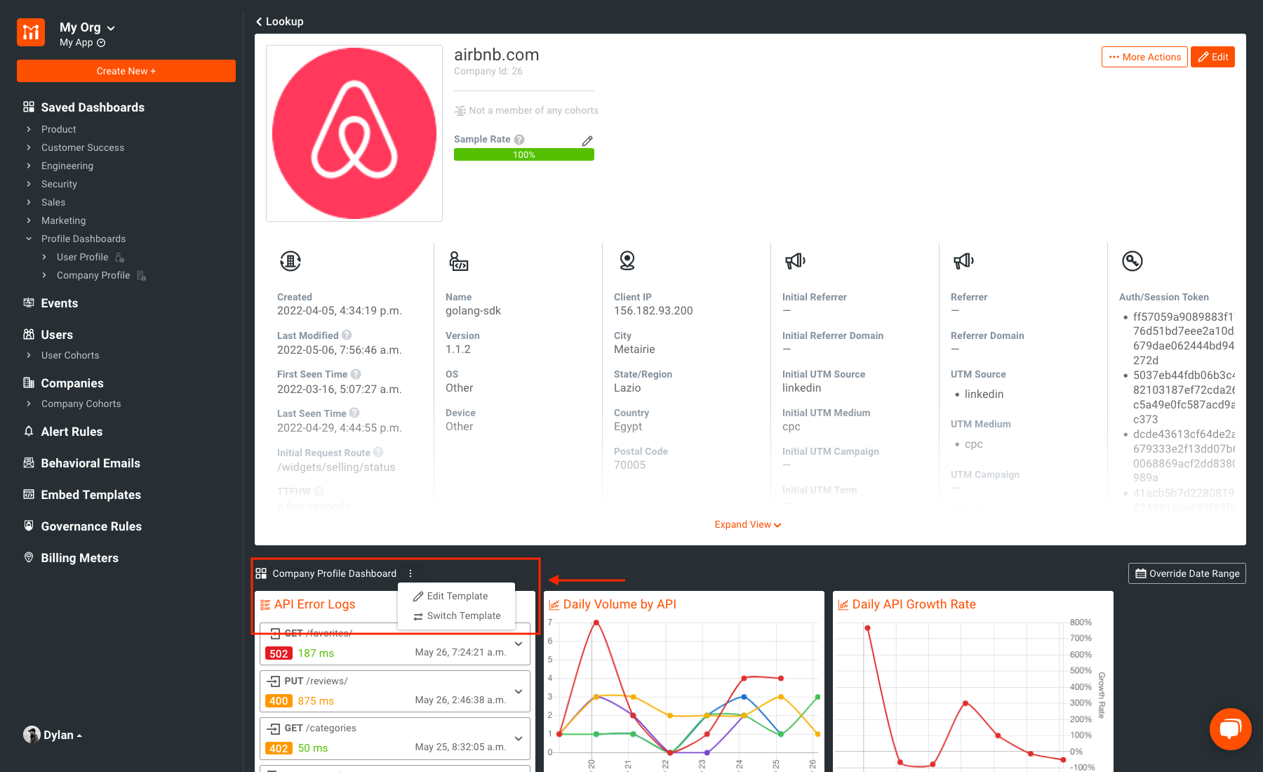 Profile Dashboards | Moesif Docs