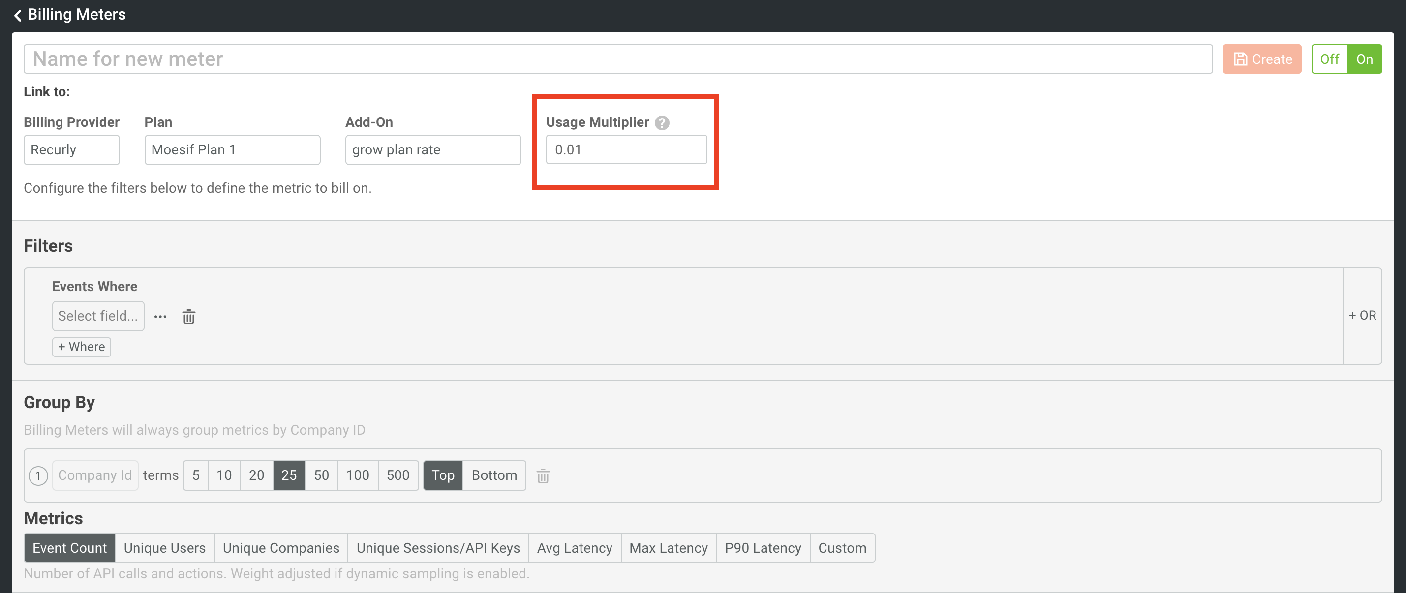Creating Billing Meters | Moesif Docs