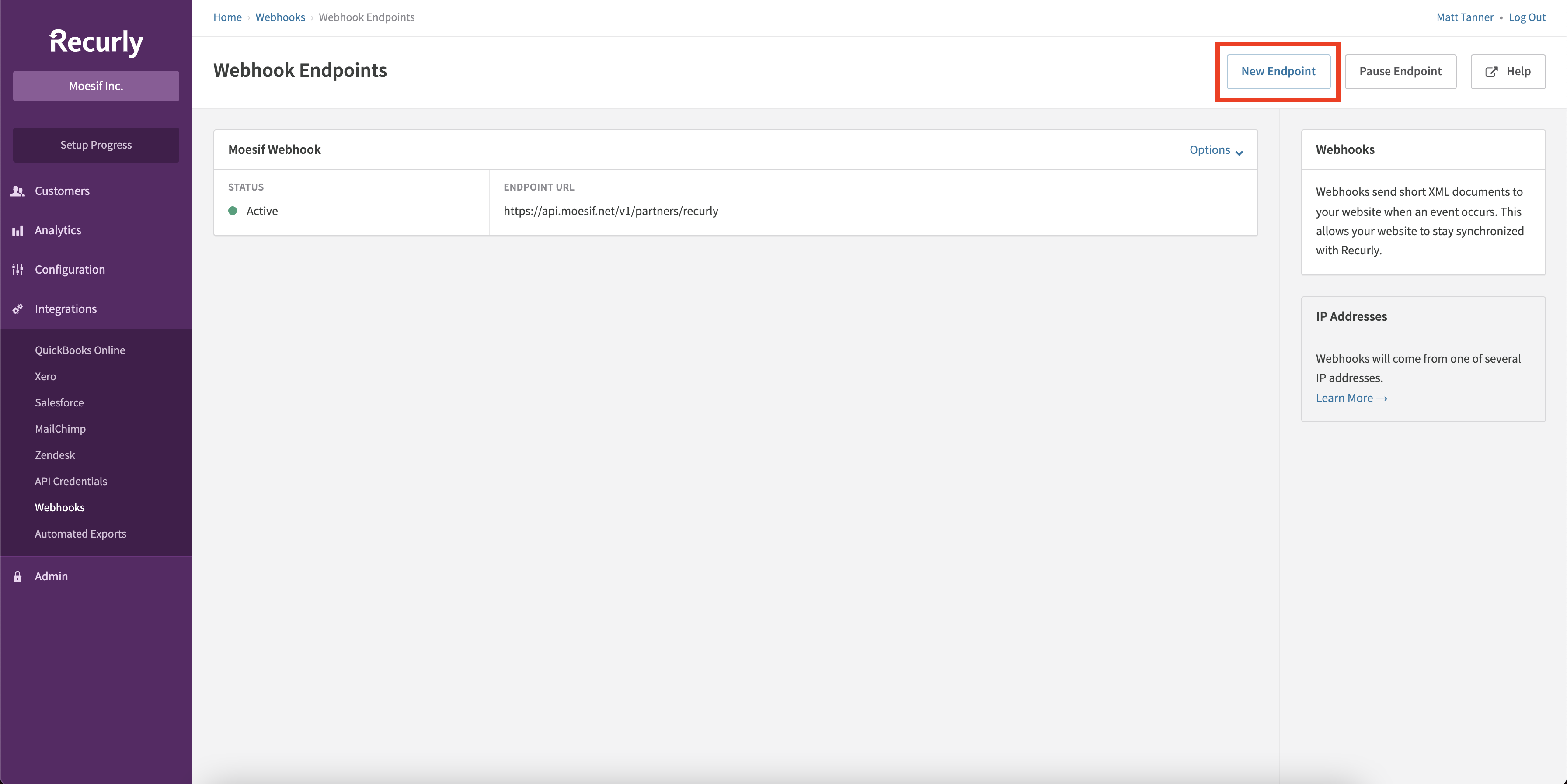 Integrating with Recurly | Moesif Docs