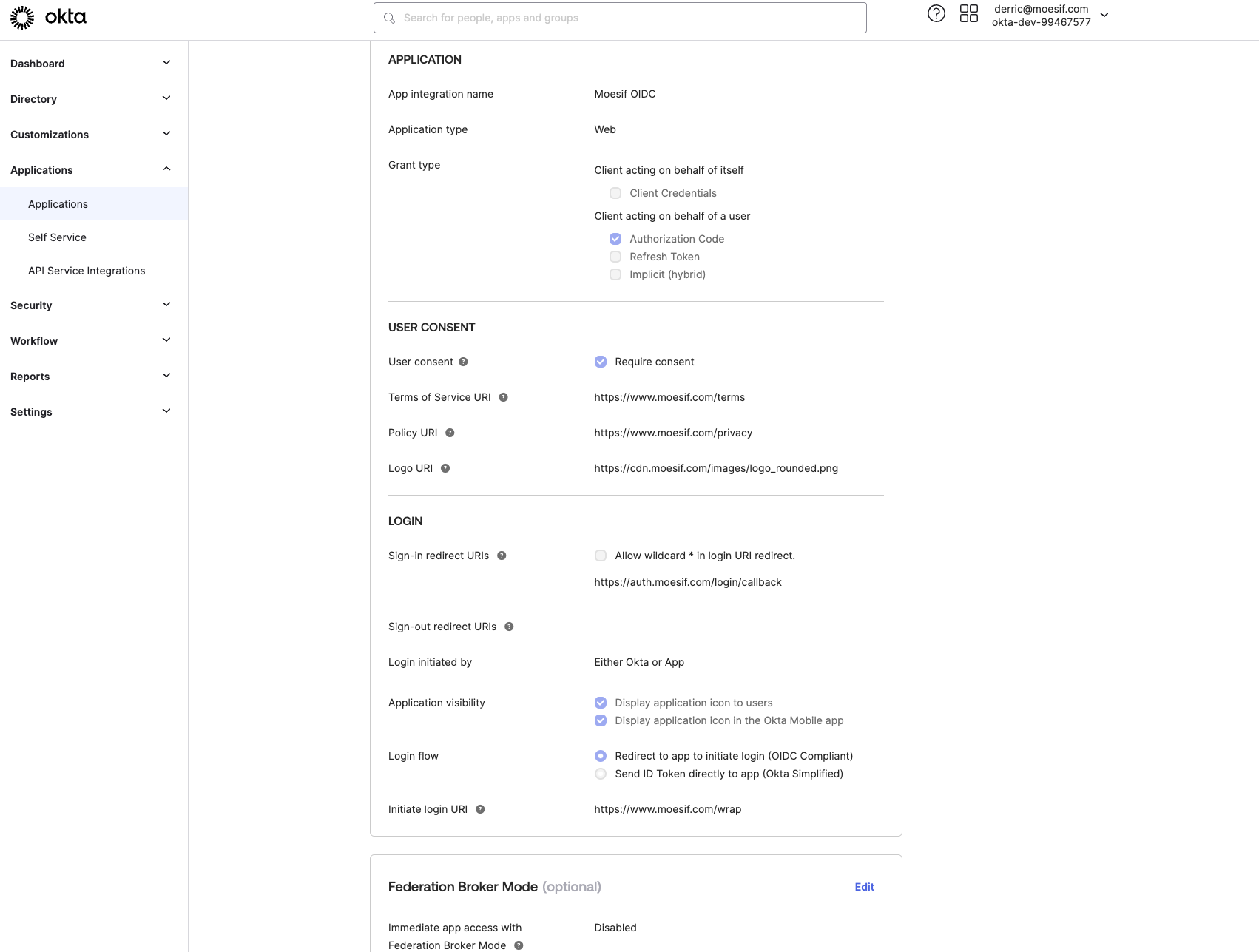 Single Sign-On: Okta (OIDC) | Moesif Docs