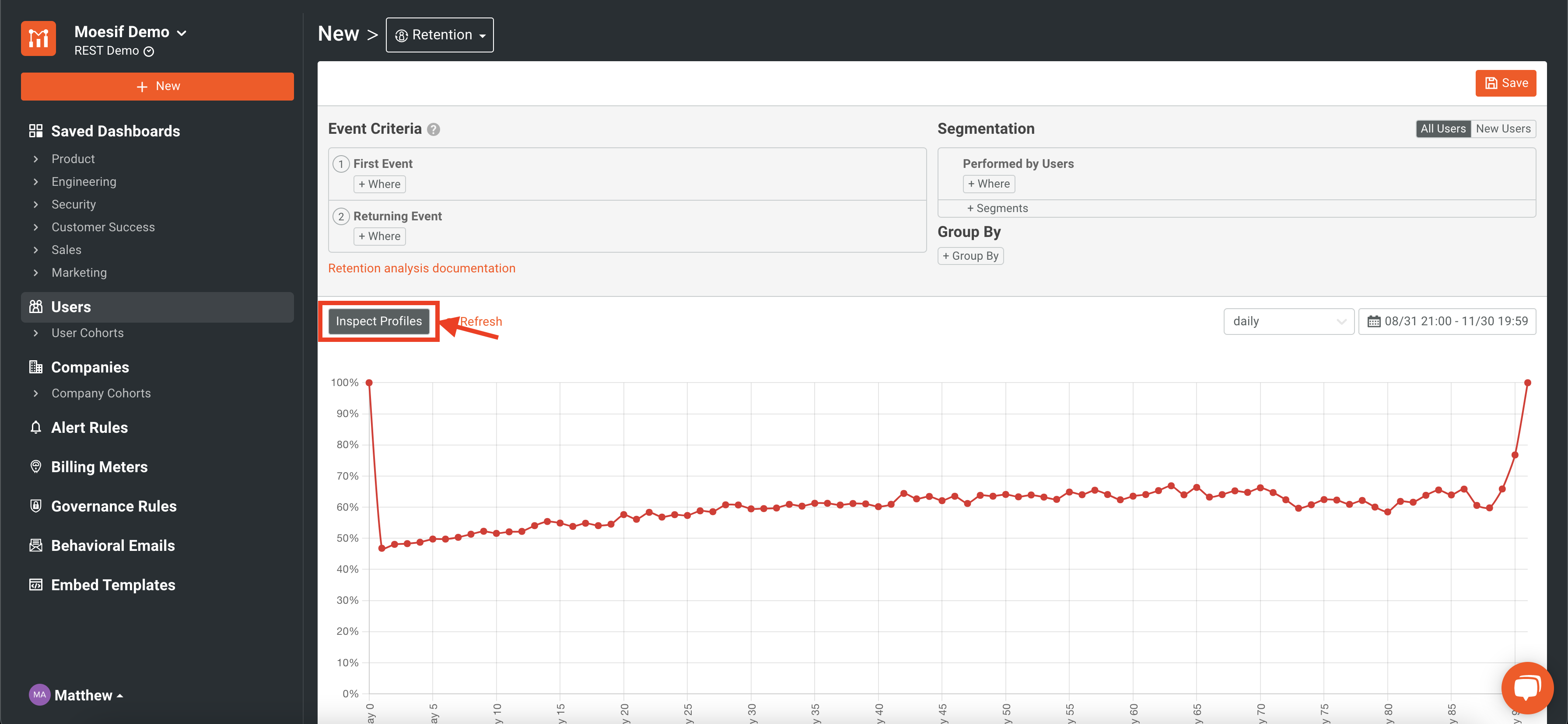 Cohort Retention Analysis | Moesif Docs