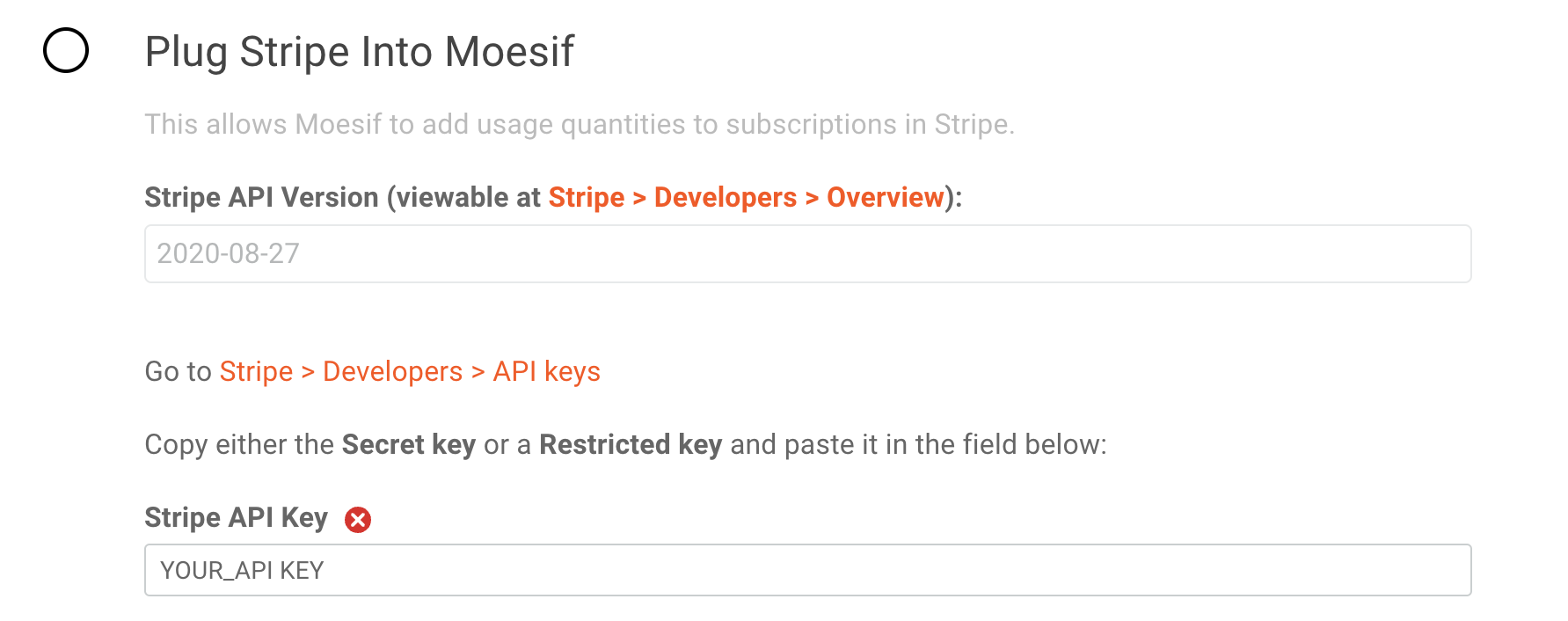 Creating a Billing Meter With Stripe | Moesif Docs