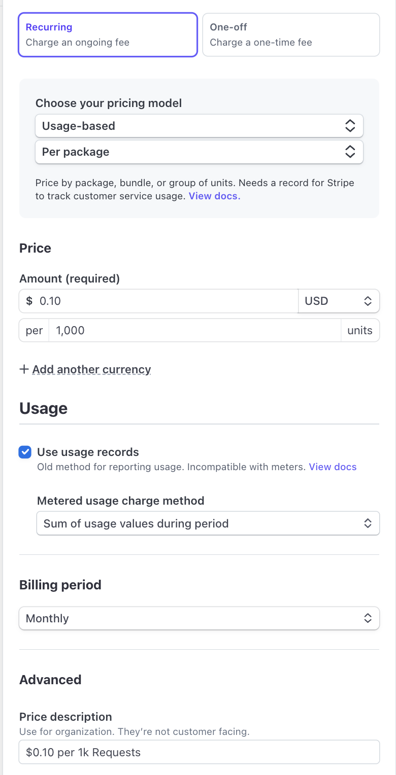 Creating a Billing Meter With Stripe | Moesif Docs