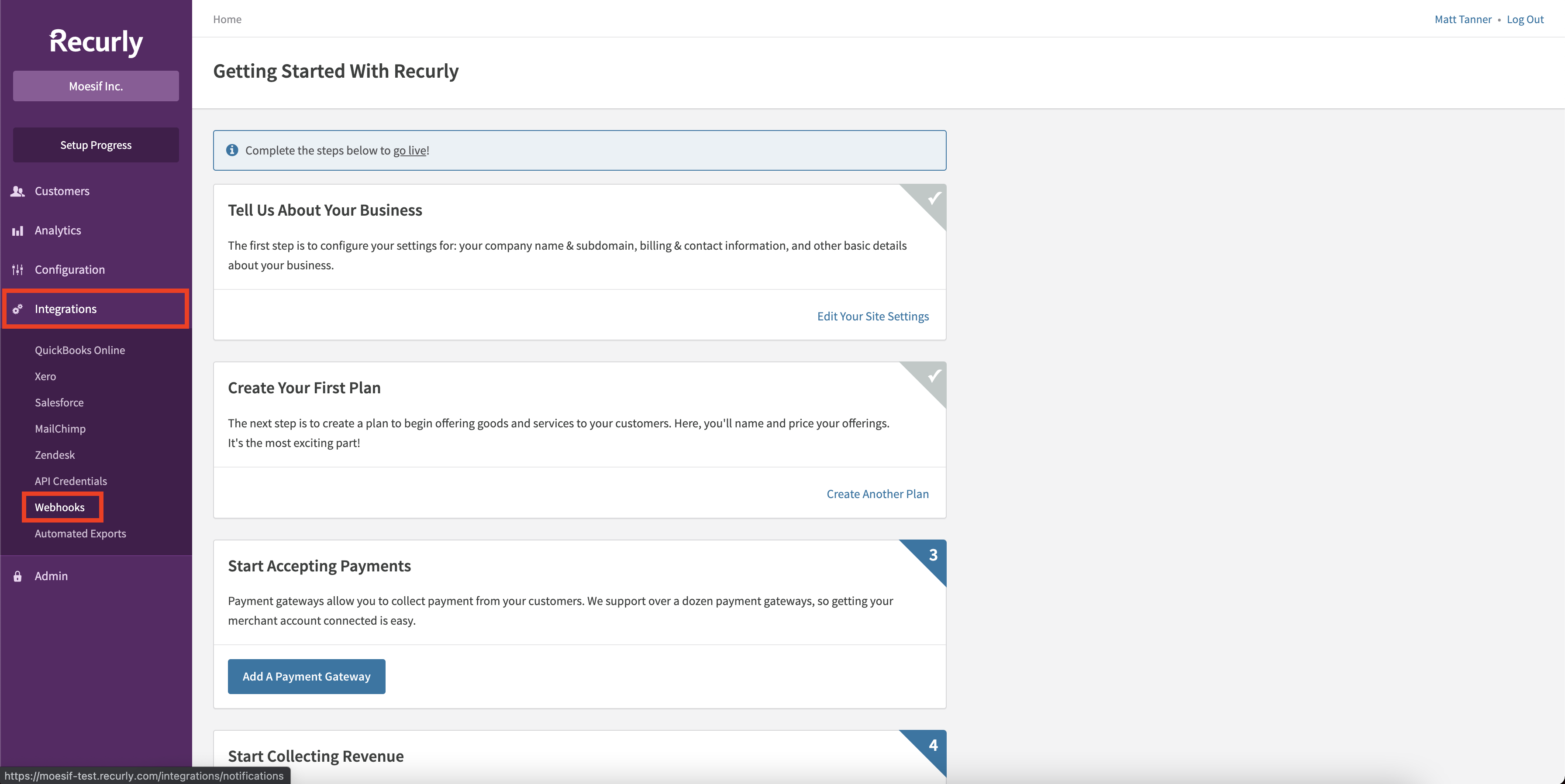 Creating a Billing Meter With Recurly | Moesif Docs