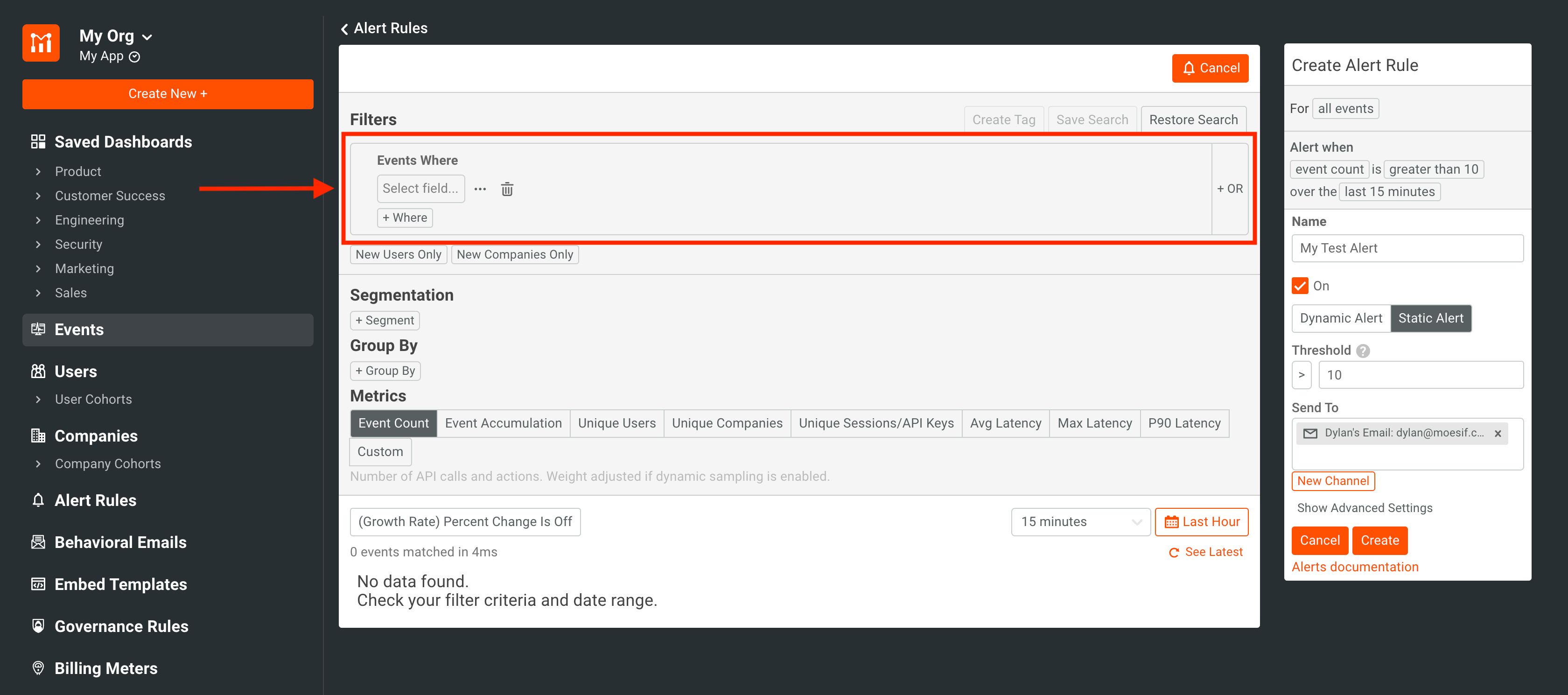 Creating Static Alerts | Moesif Docs